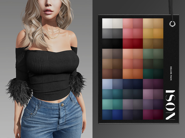 Second Life Marketplace - ISON - paris ostrich sleeve top (deluxe)