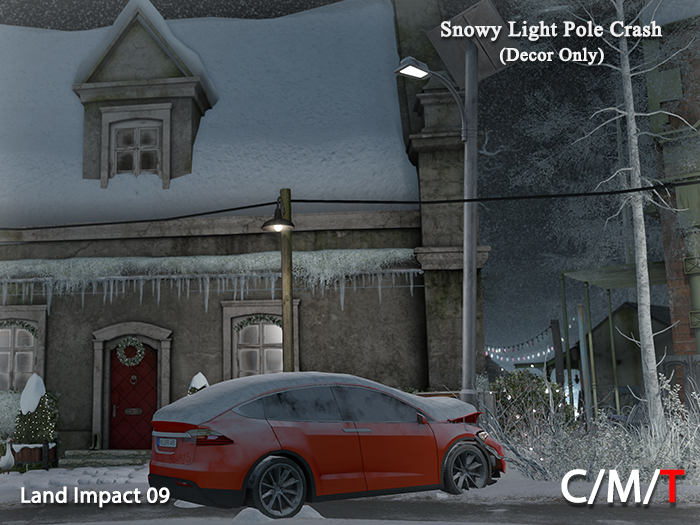 Second Life Marketplace - "Killer's" Snowy Light Pole Crash (Decor Only)
