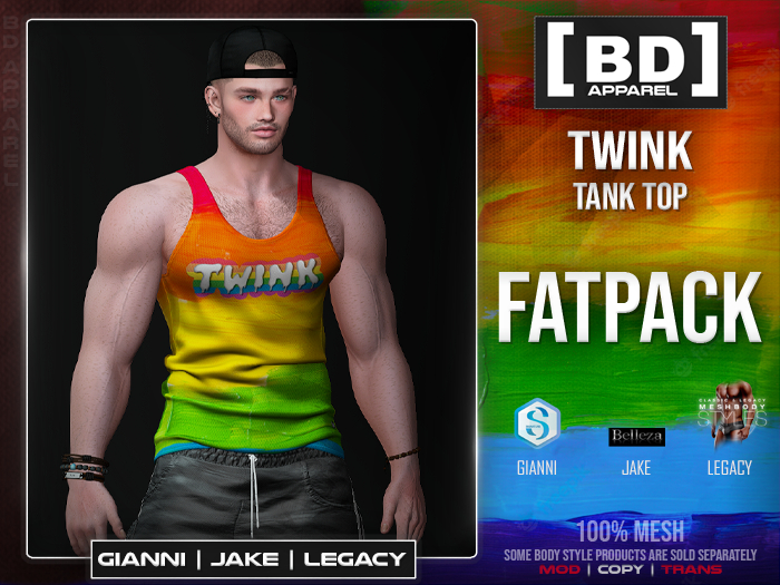 Second Life Marketplace - [BD] Twink Tank Top (PRIDE)