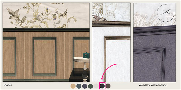 Second Life Marketplace - ::NH:: Wood low wall panel (black) (wear)