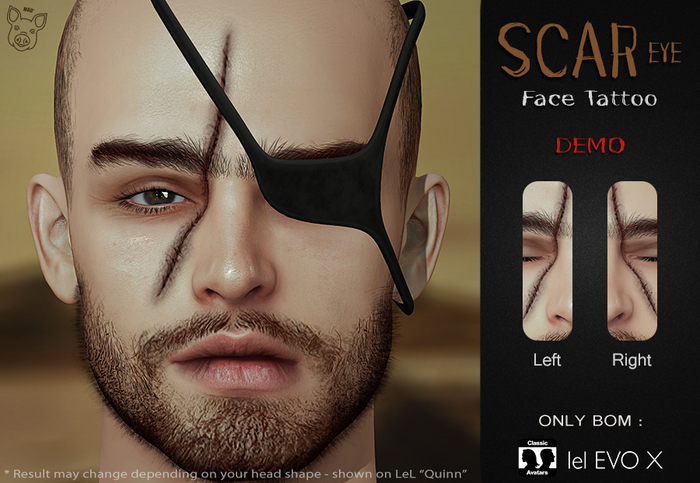 Second Life Marketplace - Mad' - Scar Eye FaceTattoo [DEMO] [BOM Tattoo]