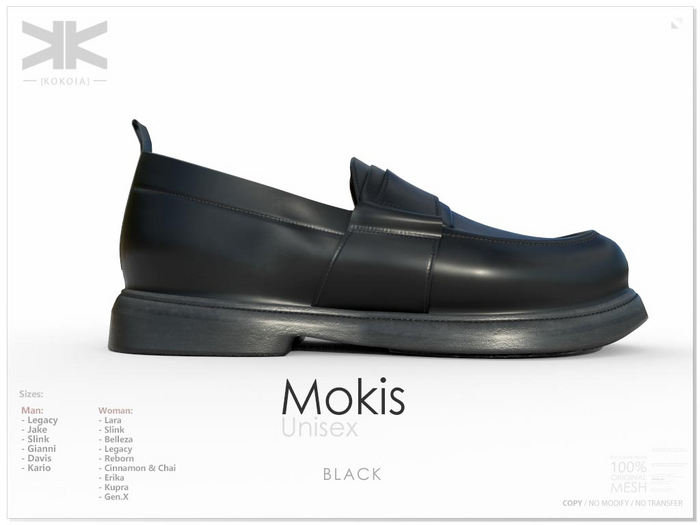 Second Life Marketplace - Mokis :: Unisex :: Black :: {kokoia}