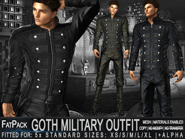 Second Life Marketplace - FATPACK - ZED 6x Goth Military Outfit ...