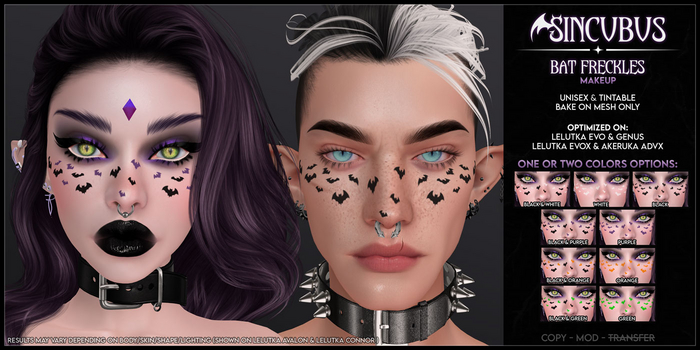 Second Life Marketplace - .Sincubus. // Bat Freckles EVO X & AK ADVX ...
