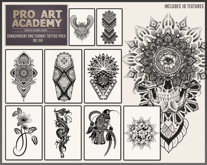 Second Life Marketplace - * PAA / Tattoo Textures Pack No.166