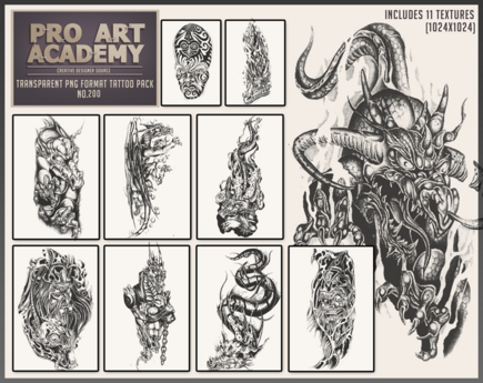Second Life Marketplace - * PAA / Tattoo Textures Pack No.200