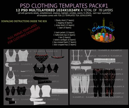 Second Life Marketplace - REDUCED XSTREET ! PSD CLOTHING PACK#1 ...