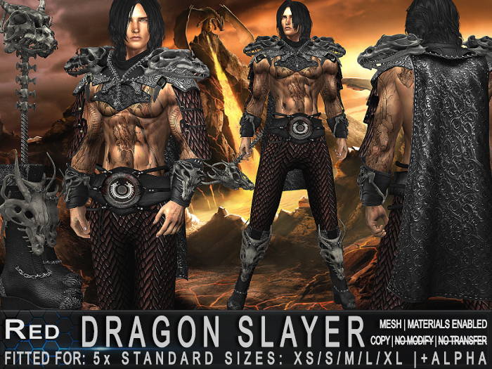 Second Life Marketplace - ZED MESH MATERIALS ENABLED: Red Dragon Slayer ...