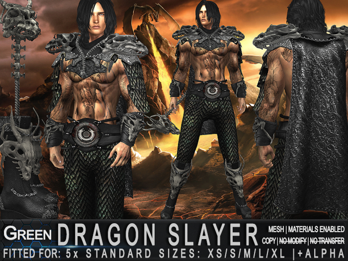 Second Life Marketplace - ZED MESH MATERIALS ENABLED: Green Dragon ...