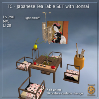 Second Life Marketplace - Japanese Tea Table SET with Bonsai