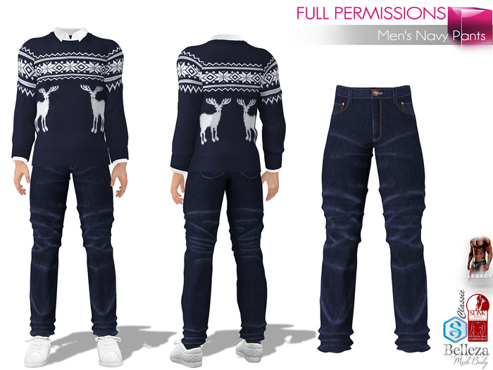 Second Life Marketplace - Full Perm MI Men's Navy Pants For Legacy ...