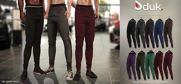 Second Life Marketplace [duk] Vincent Sweatpants Fatpack Add To
