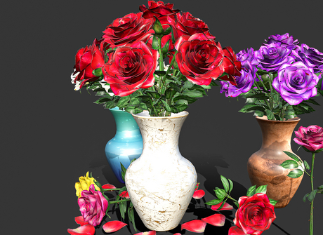Second Life Marketplace - Art Studio.FULL PERM \\ Rose in Vase Packs