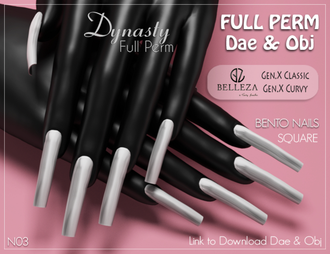 Second Life Marketplace - Dynasty - Nails BENTO SQUARE - Dae & Obj N03 ...