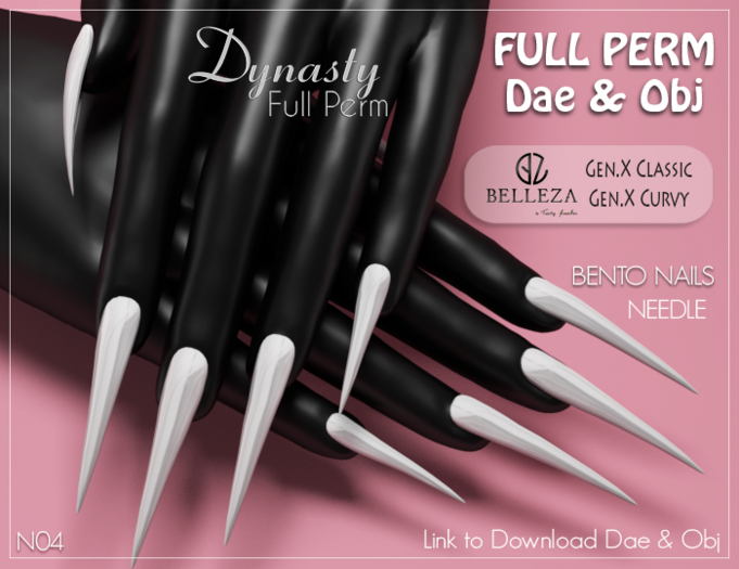 Second Life Marketplace - Dynasty - Nails BENTO NEEDLE - Dae & Obj N04 ...