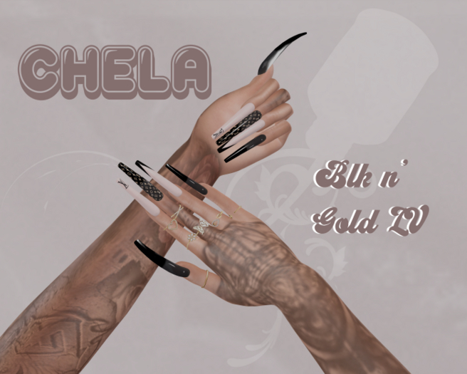 Second Life Marketplace - Chela - LV Black and gold Coffin Nails