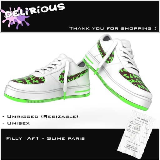 Second Life Marketplace - >.Delirious. Filly Af1 Slime Paris