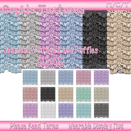 Second Life Marketplace - 15 SEAMLESS VINTAGE LACE RUFFLES Textures