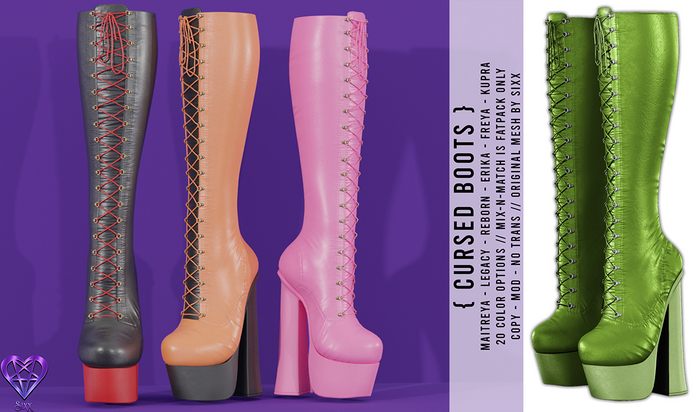 Second Life Marketplace - - sixx - Cursed Boots - Lime