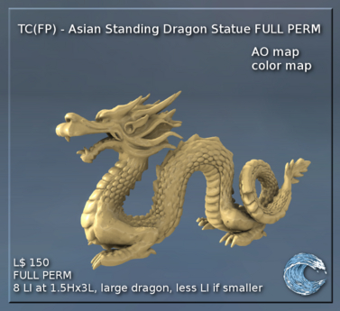 Second Life Marketplace - TC(FP) - Asian Standing Dragon Statue FULL PERM