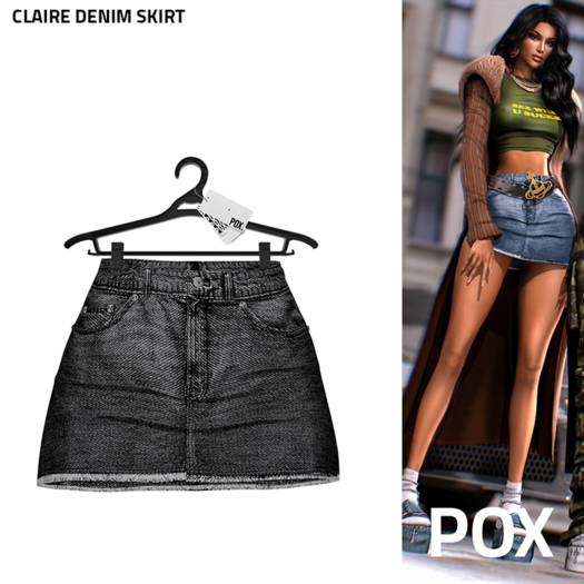 Second Life Marketplace - POX - Claire.Denim-Skirt in Black