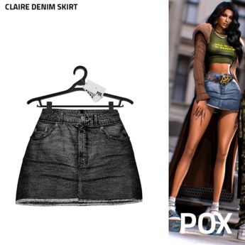 Second Life Marketplace - POX - Claire.Denim-Skirt in Black