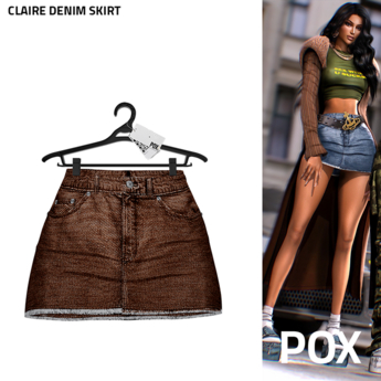 Second Life Marketplace - POX - Claire.Denim-Skirt in Cocoa