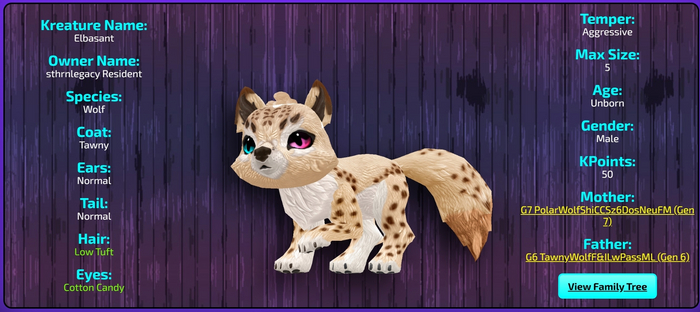 Second Life Marketplace - Kreatures Tawny Wolf Cotton Candy Male