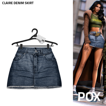 Second Life Marketplace - POX - Claire.Denim-Skirt in Dark-Wash