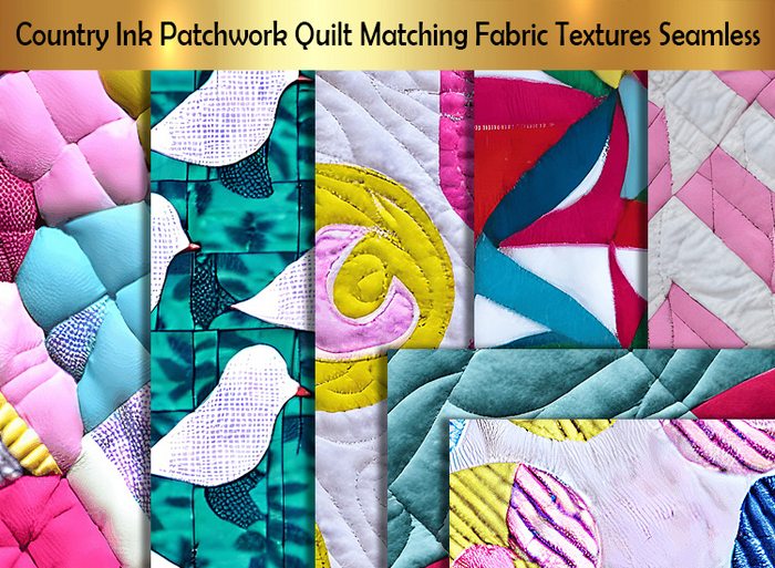 Second Life Marketplace - Country Ink Patchwork Quilt Matching Fabric ...