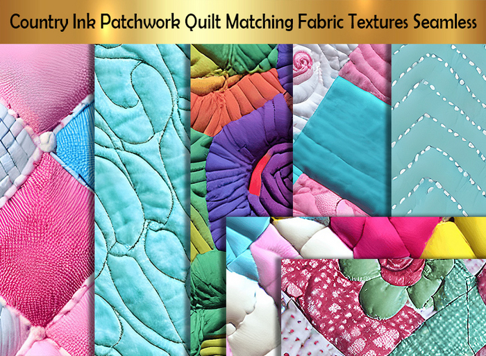 Second Life Marketplace - Country Ink Patchwork Quilt Matching Fabric ...