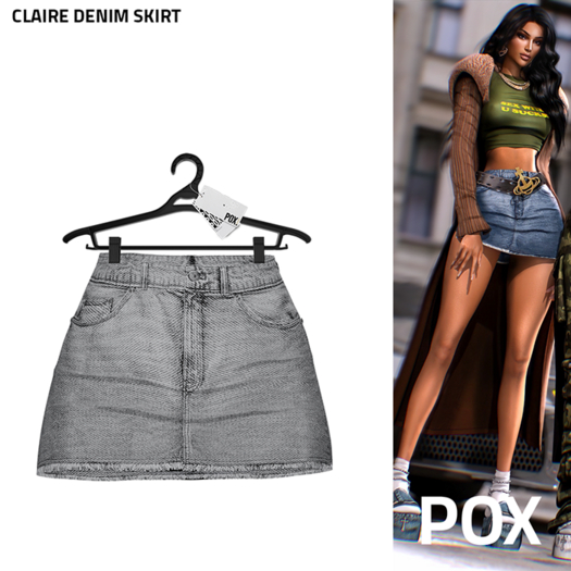Second Life Marketplace - POX - Claire.Denim-Skirt in Grey