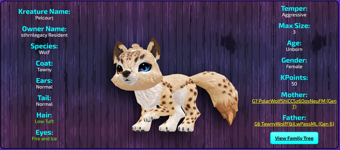 Second Life Marketplace - Kreatures Tawny Wolf Fire and Ice Female