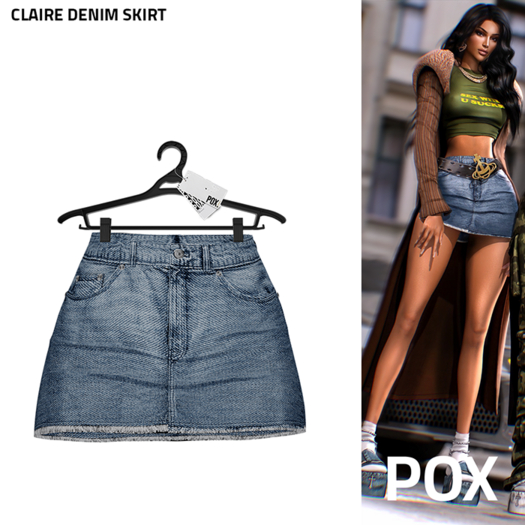 Second Life Marketplace - POX - Claire.Denim-Skirt in Mid-Wash