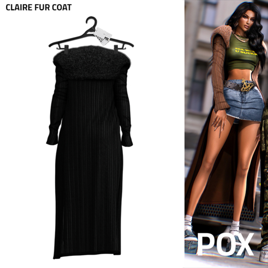 Second Life Marketplace - POX - Claire.Faux Coat in Black