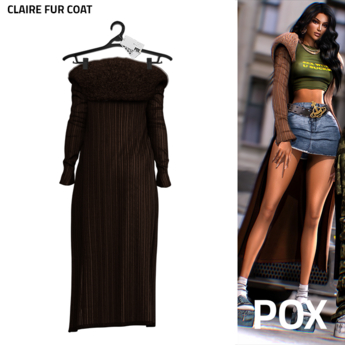 Second Life Marketplace - POX - Claire.Faux Coat in Cocoa