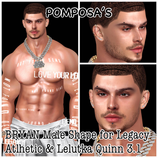 Second Life Marketplace - BRYAN Male Shape for Lelutka Quinn & Legacy ...