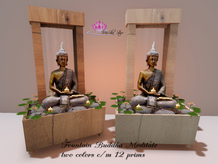 Second Life Marketplace - BOX-FOUNTAIN BUDDHA MEDITATE TWO COLORS