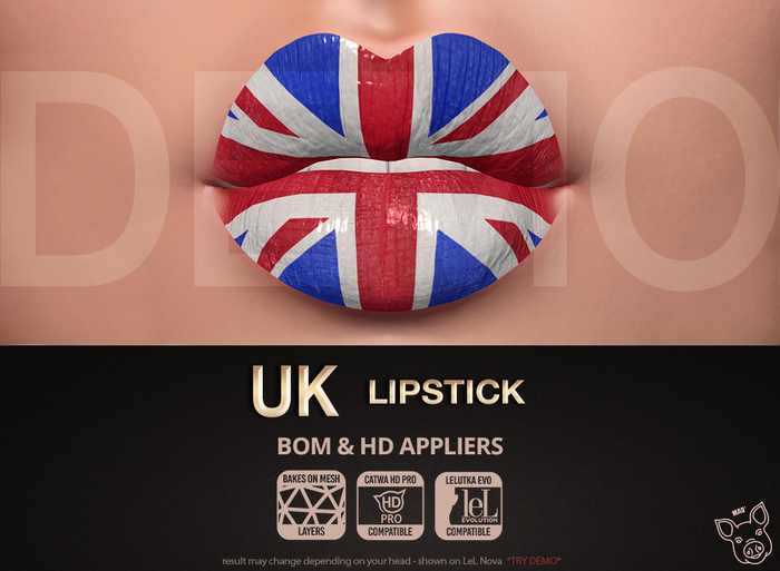 Second Life Marketplace - Mad' - UK Lipstick [DEMO] [BOM & HD APPLIERS]