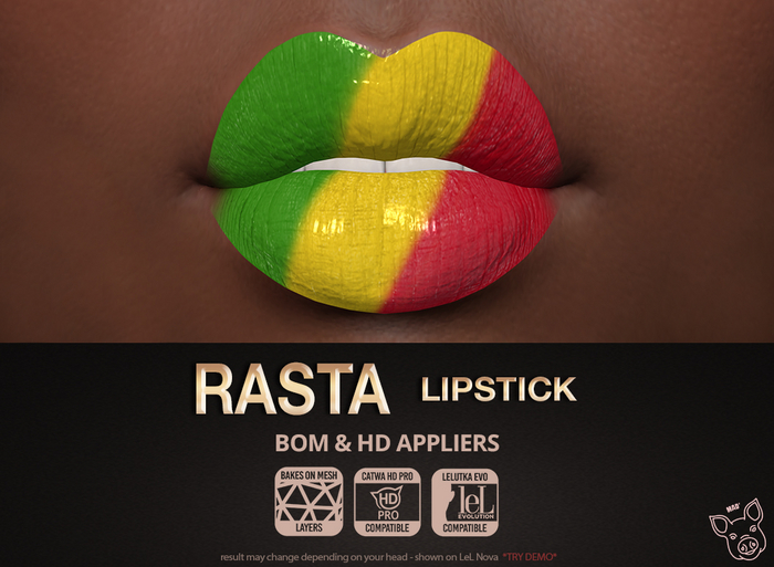 Second Life Marketplace - Mad' - Rasta Lipstick [BOM & HD APPLIERS]