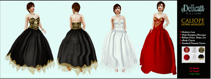 Second Life Marketplace - Delicatt couture - Caliope Gown Moments ...
