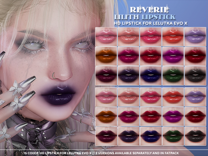 Second Life Marketplace Reverie Lilith Lipstick Fatpack Evox 0480
