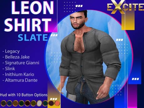 Second Life Marketplace - Excite Leon Shirt Slate