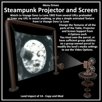 Second Life Marketplace - Menu Driven Steampunk Projector and Screen