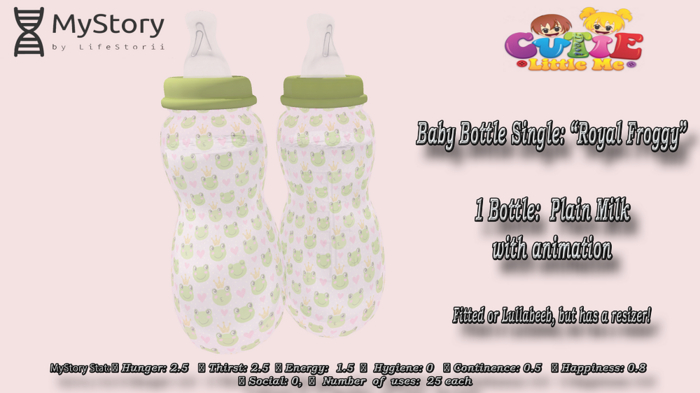Second Life Marketplace - {CLM} Baby Bottle Single-Royal Froggy - Plain ...