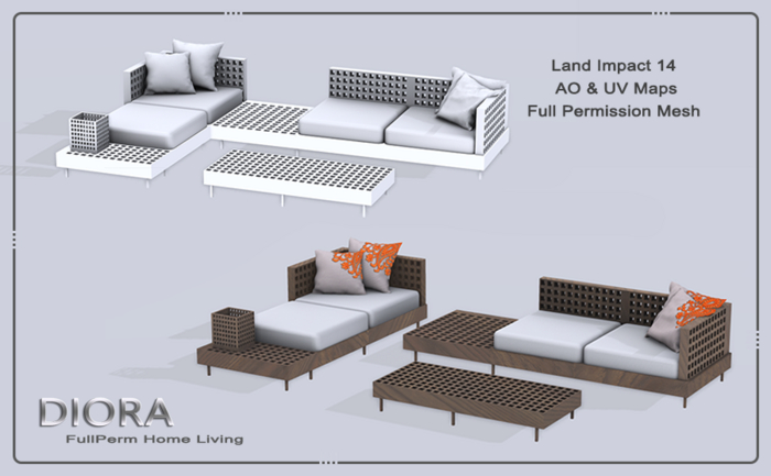 Second Life Marketplace - Diora FullPerm 005 Couch Set