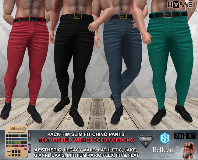 Second Life Marketplace - (HASSEL) PACK TIM SLIM FIT CHINO PANTS 414 ...