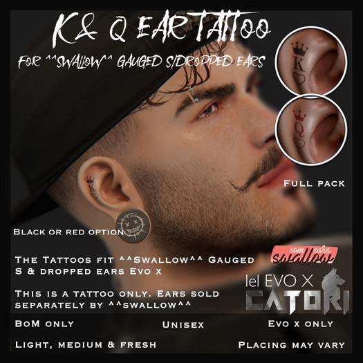 Second Life Marketplace - .catori. Swallow Ears G-S // K&Q evo x tatt ...