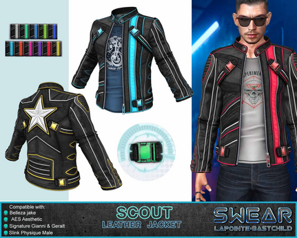 Second Life Marketplace - Leather Jacket Mens Scout Leather Jacket