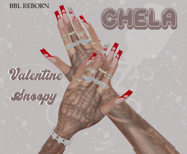 Second Life Marketplace - Chela - Valentine Snoopy Square Nails